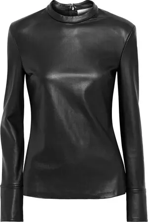 STAND STUDIO Freya Faux Leather Top - Black