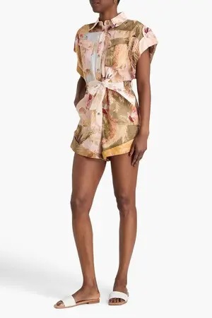 Zimmermann Printed Linen Playsuit