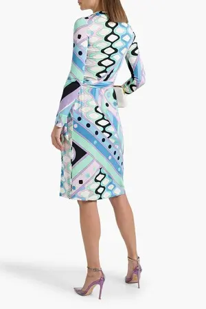 Emilio Pucci Ruffled Printed Stretchjersey Wrap Dress