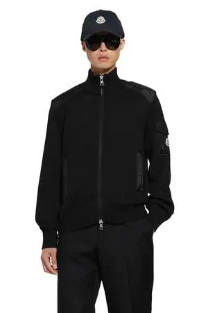 Moncler Padded Wool Zip-up Cardigan - Black