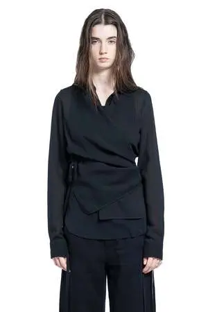 ANN DEMEULEMEESTER Alba Asymmetric Wrap Shirt - Black