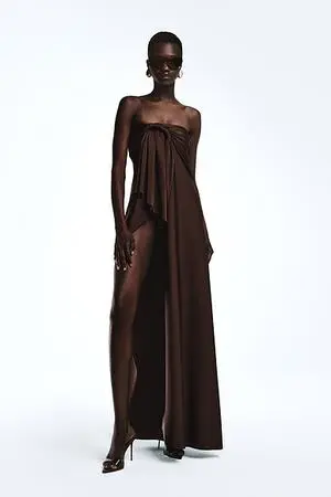 Revolve Enzo Asymmetric Maxi Dress - Brown
