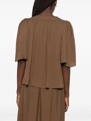 FORTE_FORTE V-neck Cape Sleeve Top With Hammered Ring Detail - Multicolor