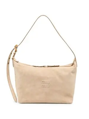 Miu Miu Miu Miu Suede Shoulder Bag With Embossed Logo Multicolor