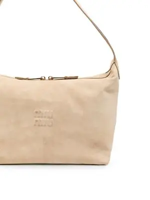 Miu Miu Suede Shoulder Bag With Embossed Logo - Multicolor
