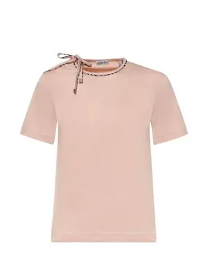 Burberry Burberry Check Bow Cotton T-shirt Multicolor