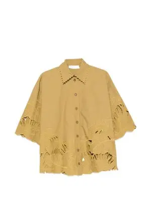 Zimmermann Mahon Cotton Shirt With Leaf Embroidery And Cut-out Detailing - Multicolor