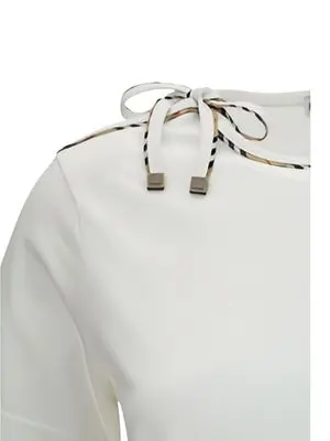 Burberry Cotton T-shirt With Check Trim Bow Detail