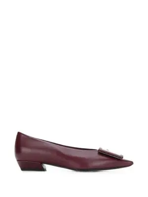 ROGER VIVIER Pointy Covered Leather Ballet Flats With Buckle Detail - Multicolor