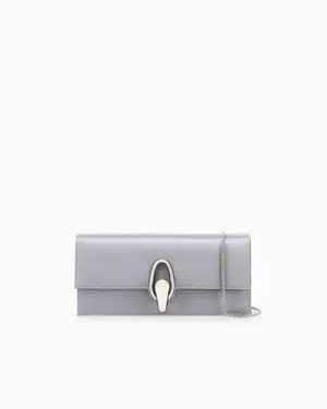 Giorgio Armani Clutch Handbag In Viscose And Silk Satin - Silver