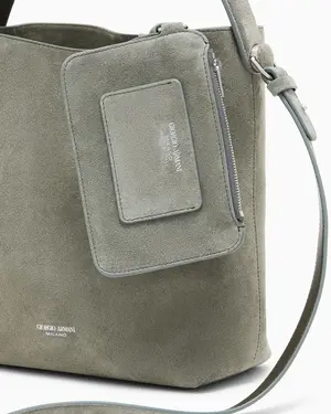 Giorgio Armani Split Leather Shoulder Bag - Green