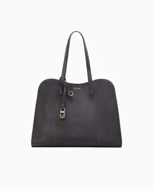 Giorgio Armani Shoulder Bag In Split Leather - Grey