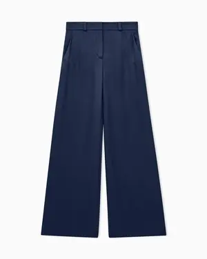 Giorgio Armani Flat Front Tuxedo Wool Trousers - Blue