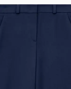 Giorgio Armani Flat Front Tuxedo Wool Trousers - Blue
