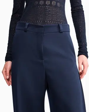 Giorgio Armani Flat Front Tuxedo Wool Trousers - Blue