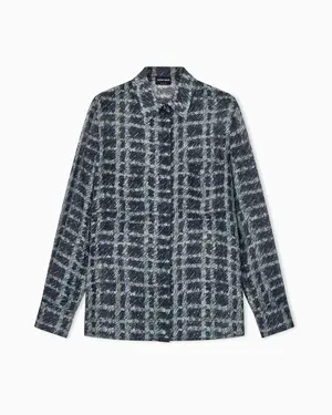 Giorgio Armani Shirt Regular Fit Check Silk Chiffon With Patch Pockets - Patterned