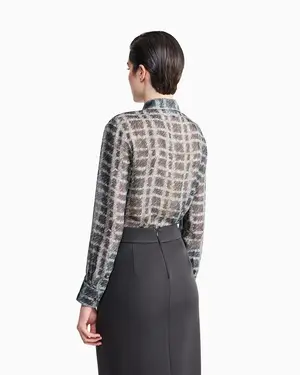 Giorgio Armani Shirt Regular Fit Check Silk Chiffon With Patch Pockets