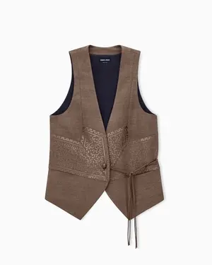 Giorgio Armani Silk And Virgin Wool Jacquard Vest - Brown