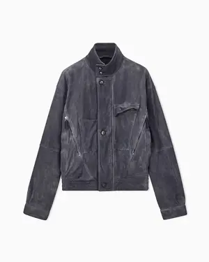 Giorgio Armani Leather Blouson Jacket - Grey