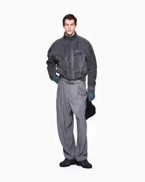 Giorgio Armani Leather Blouson Jacket - Grey