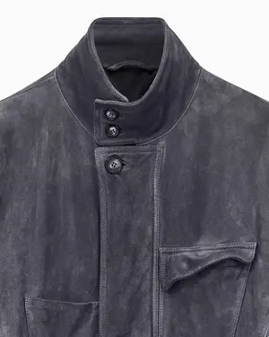 Giorgio Armani Leather Blouson Jacket - Grey