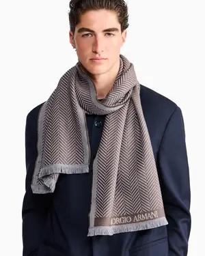 Giorgio Armani Scarf In Virgin Wool - Beige
