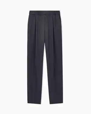 Giorgio Armani Regular Fit Washed Silk Trousers With Elasticated Hem