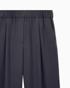Giorgio Armani Regular Fit Washed Silk Trousers With Elasticated Hem
