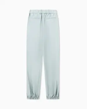 Giorgio Armani Regular Fit Washed Silk Trousers With Elasticated Hem - Green