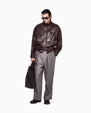 Giorgio Armani Oversized Leather Blouson Jacket
