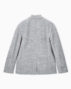Giorgio Armani Regular Fit Guru Collar Jacket In Wool And Silk Seersucker