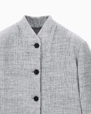 Giorgio Armani Regular Fit Guru Collar Jacket In Wool And Silk Seersucker