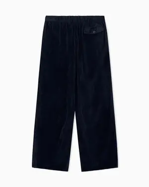 Giorgio Armani Ribbed Viscose Velvet Oversized Trousers - Blue
