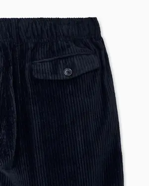 Giorgio Armani Ribbed Viscose Velvet Oversized Trousers - Blue