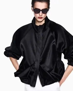 Giorgio Armani Caban Coat In Techno Duchesse With Raglan Sleeves