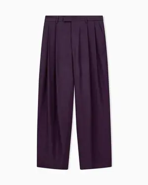 Giorgio Armani Oversized Pure Viscose Twill Trousers - Blue