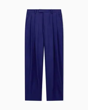 Giorgio Armani Oversized Pure Viscose Twill Trousers - Navy Blue