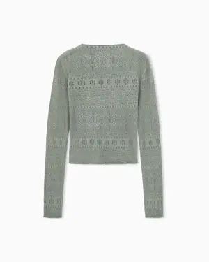 Giorgio Armani Slim Fit Stretch Cotton Lace Crew Neck Sweater