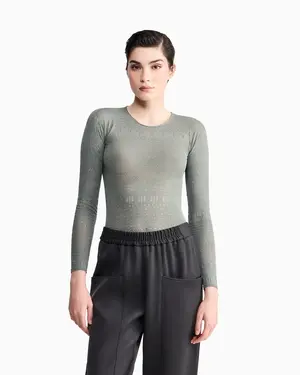Giorgio Armani Slim Fit Stretch Cotton Lace Crew Neck Sweater