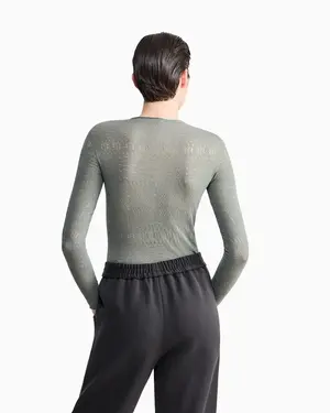 Giorgio Armani Slim Fit Stretch Cotton Lace Crew Neck Sweater