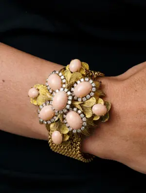 Estate Angel Skin & Diamond Cuff, Circa 1960s-1970s