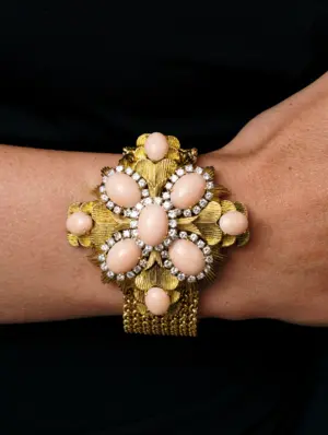 Estate Angel Skin & Diamond Cuff, Circa 1960s-1970s