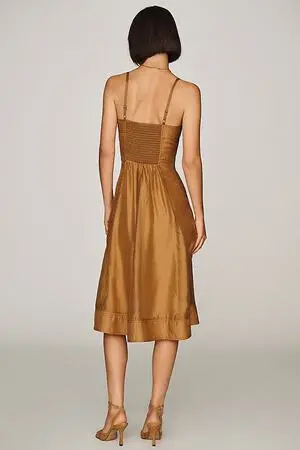 PILCRO Square-neck Chiffon Mi Dress - Honey