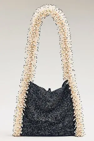 SAC DE SOUL Camila Beaded Tote Bag - Black & White Pattern