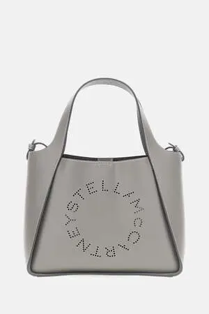 Stella McCartney Logo Tote Bag With Shoulder Strap, Grainy Alter Mat - Grey