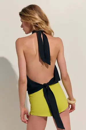 Free People Linen Halter Top With Backless Design