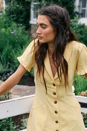Free People Corrine Button Down Mini Dress - Dandelion Combo