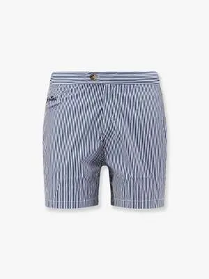 MC2 SAINT BARTH Harrys Nylon Swim Shorts With Striped Print - Blue