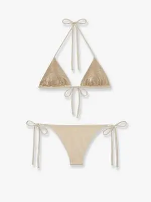 MC2 SAINT BARTH Maleah Bikini In Nylon With Allover Rhinestone Detail - Beige