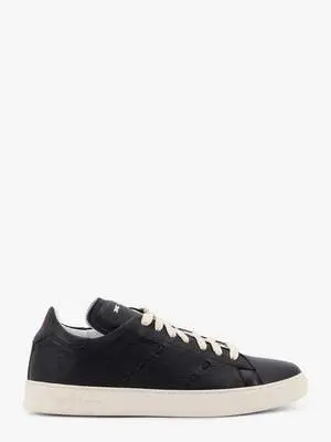 Kiton Leather Sneakers With Iconic Side Stitching - Black